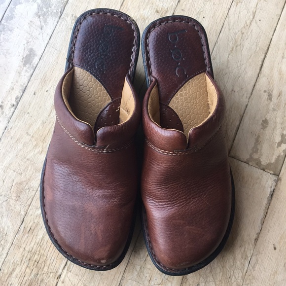 boc | Shoes | Boc Born Concept Brown Leather Mules Clogs Size 7 | Poshmark